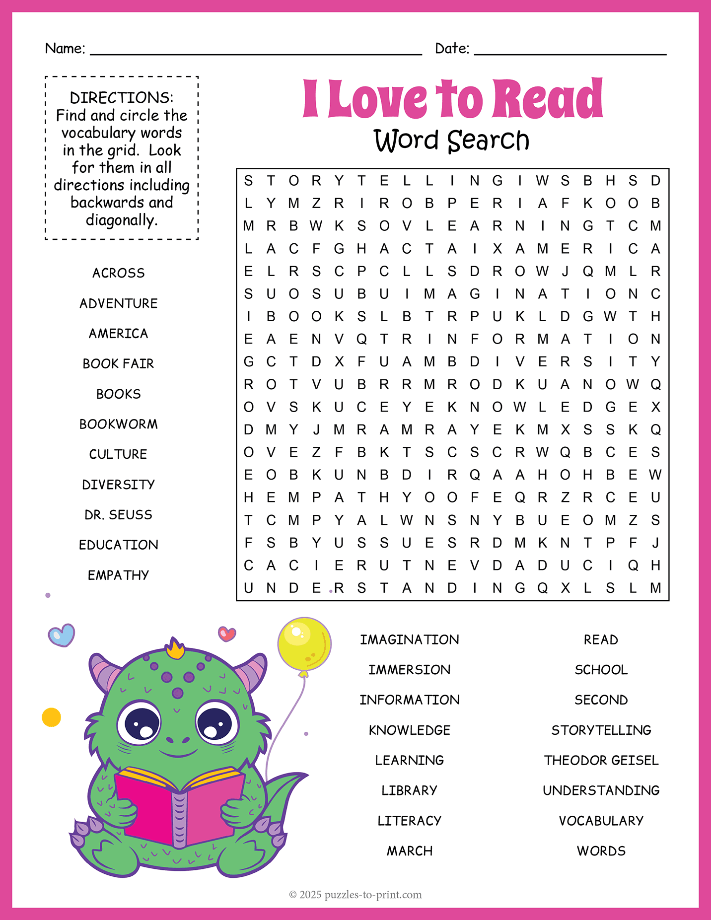 Read Across America Word Search