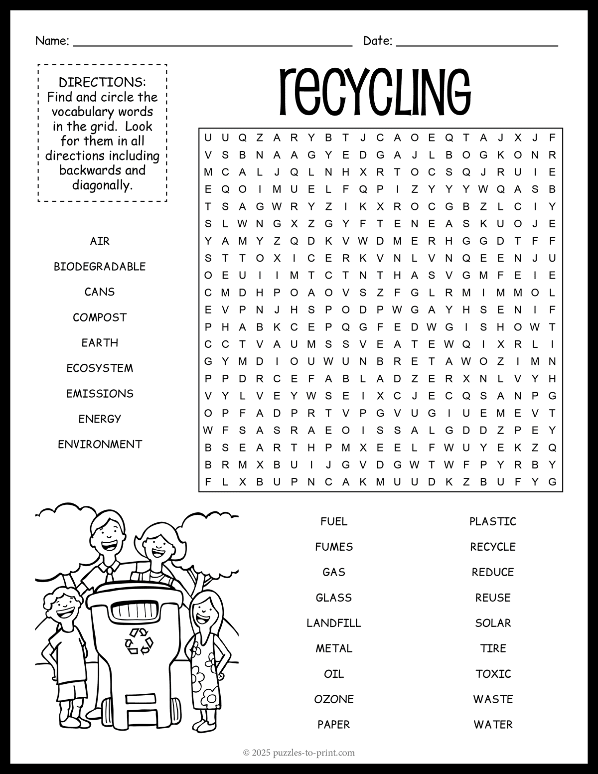 Recycling Word Search