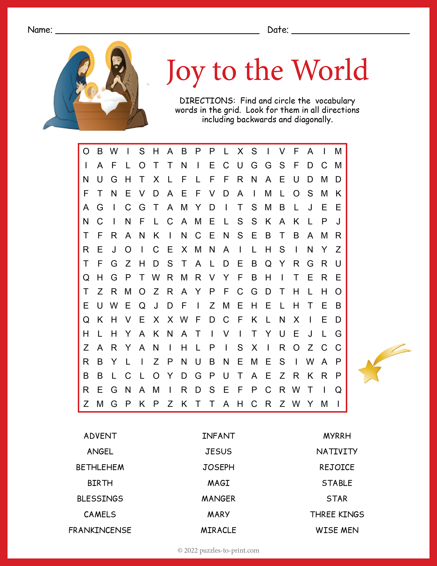 Religious Christmas Word Search