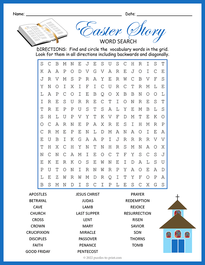 Religious Easter Word Search