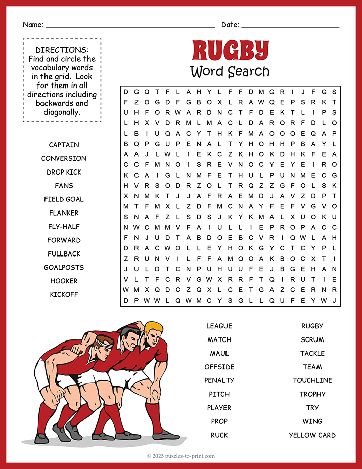 Rugby Word Search