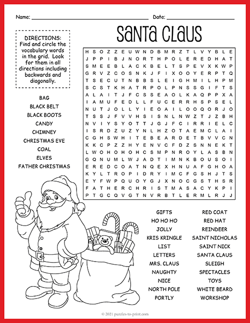 Santa Claus Word Search