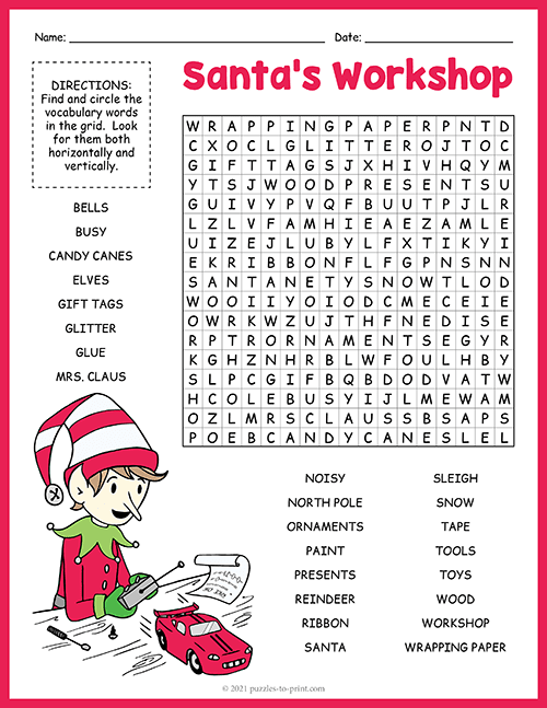 Santas Workshop Word Search