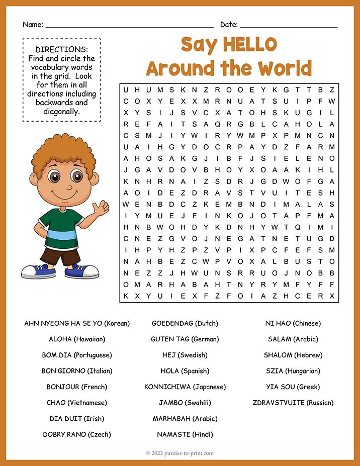 Say Hello Word Search