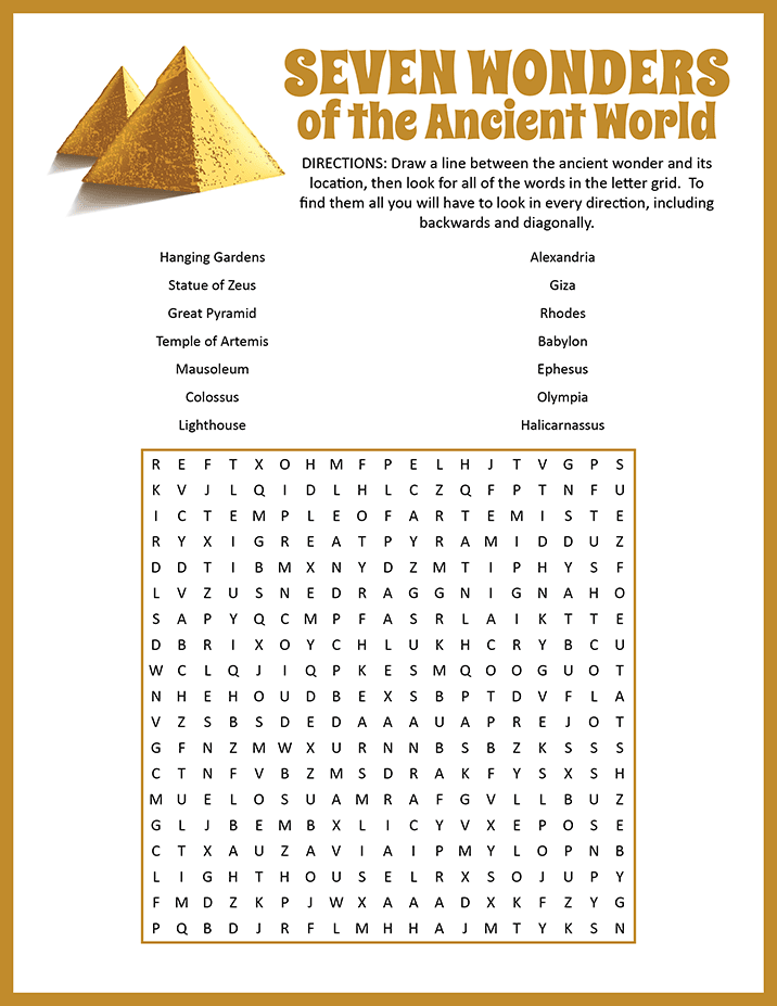 Seven Wonders of the Ancient World Word Search
