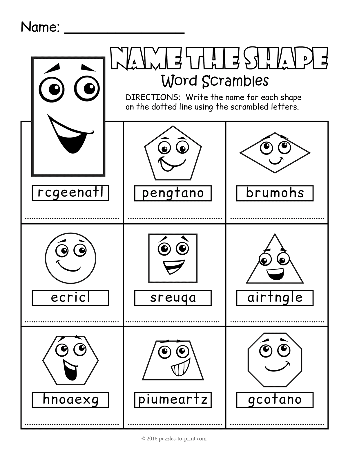Shapes Word Scramble