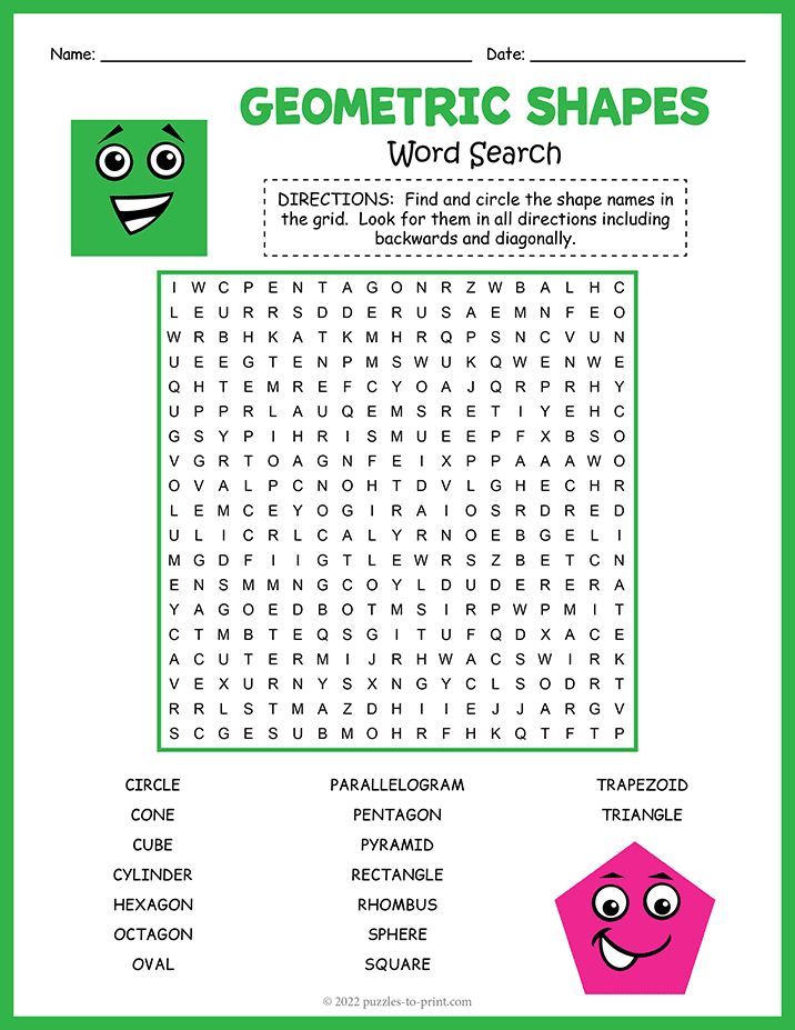 Shapes Word Search