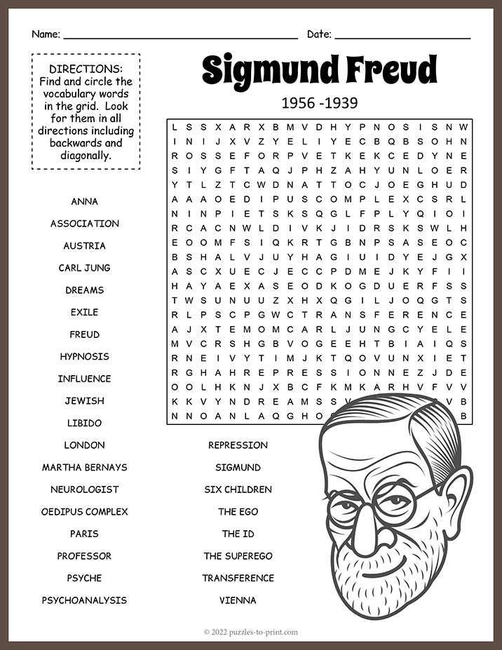 Sigmund Freud Word Search
