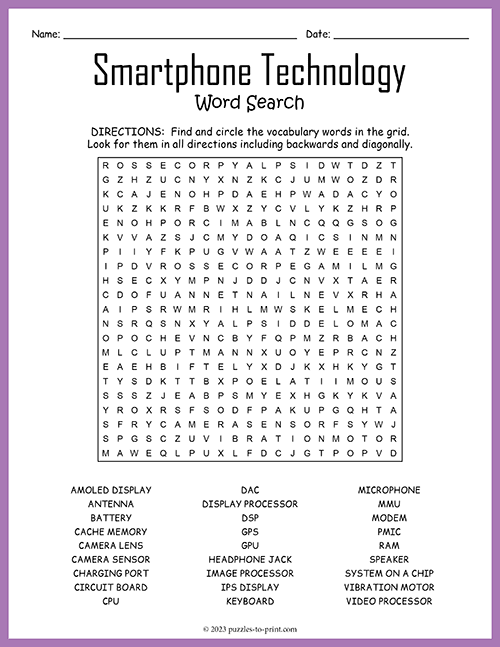 Smartphone Technology Word Search
