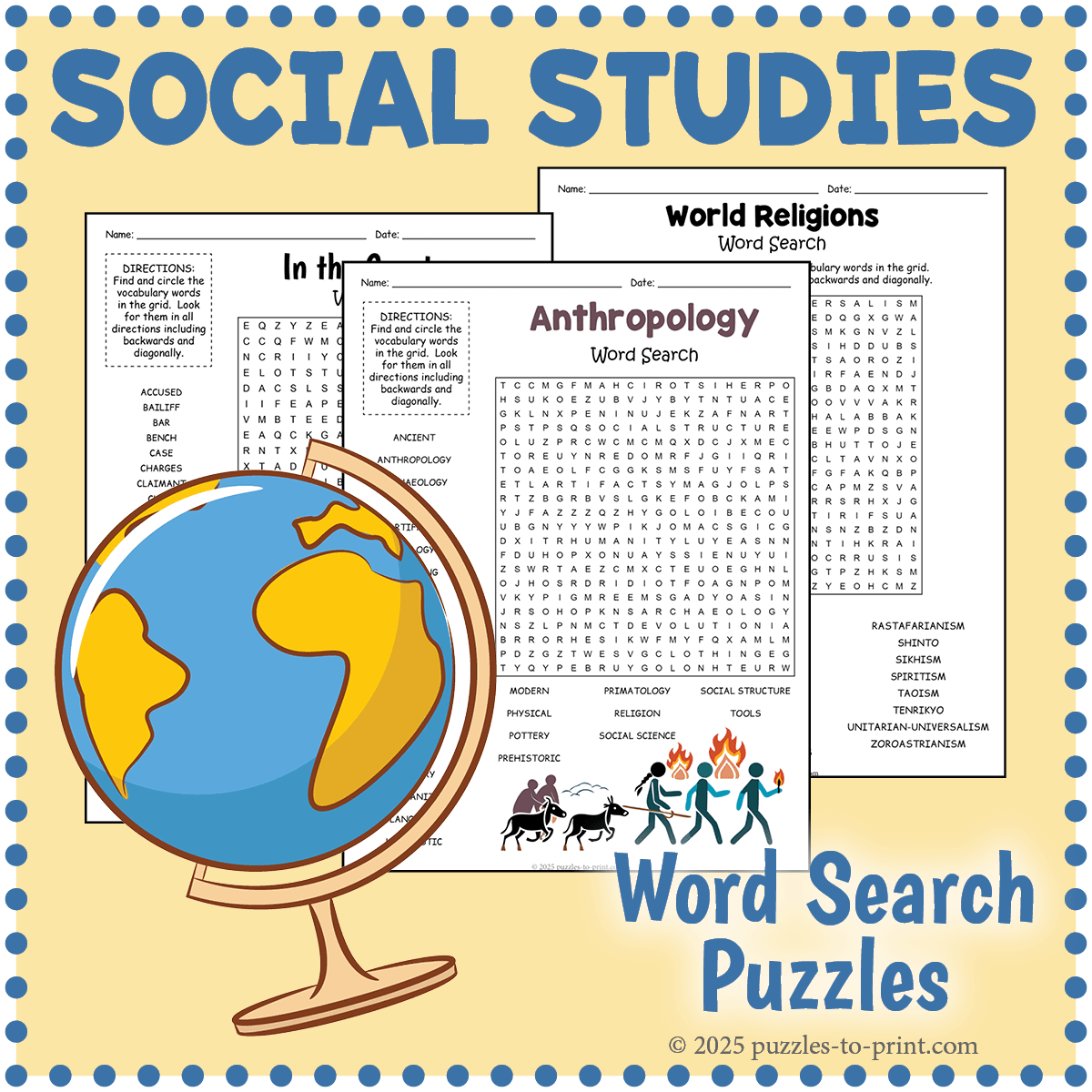 Social Studies Word Search Puzzles