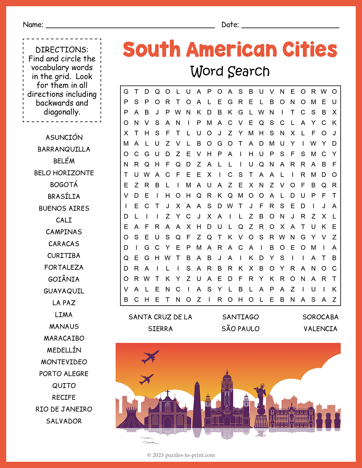 Printable Latin America Map Printable Word Searches