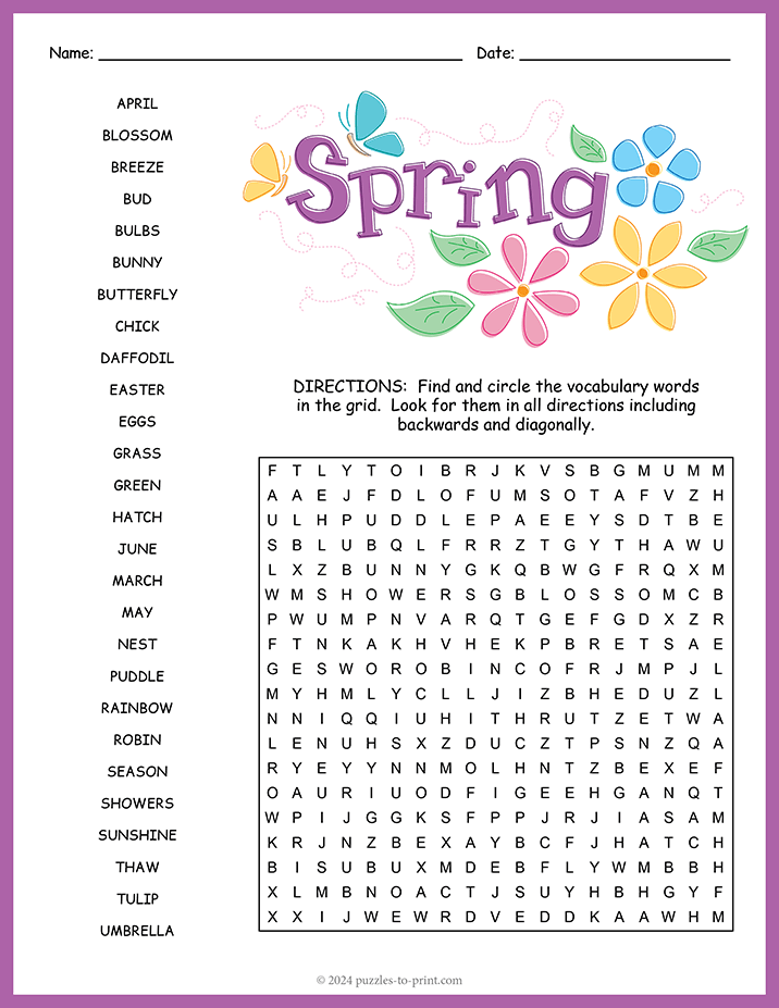 Spring Word Search