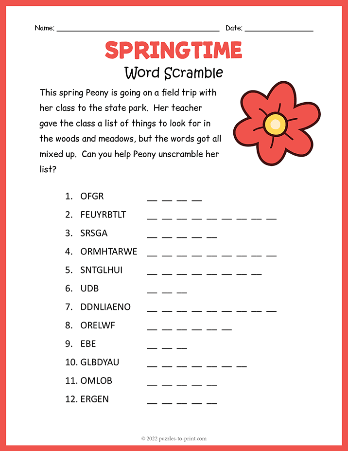Springtime Word Scramble