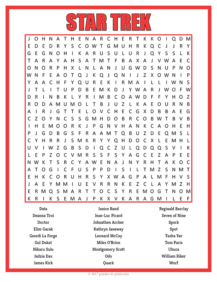 Star Trek Word Search
