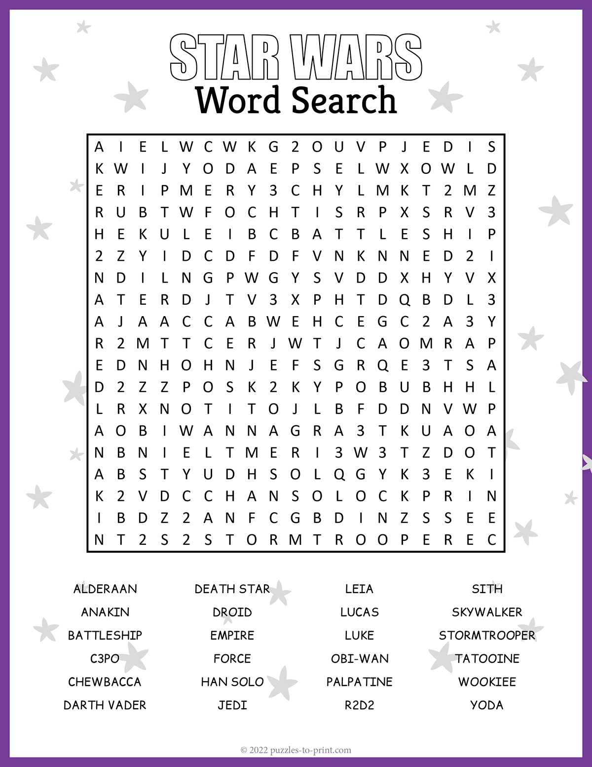 Star Wars Word Search