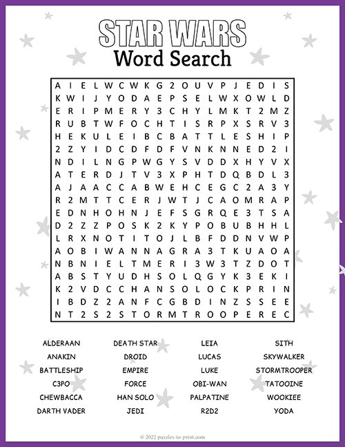 Star Wars Word Search
