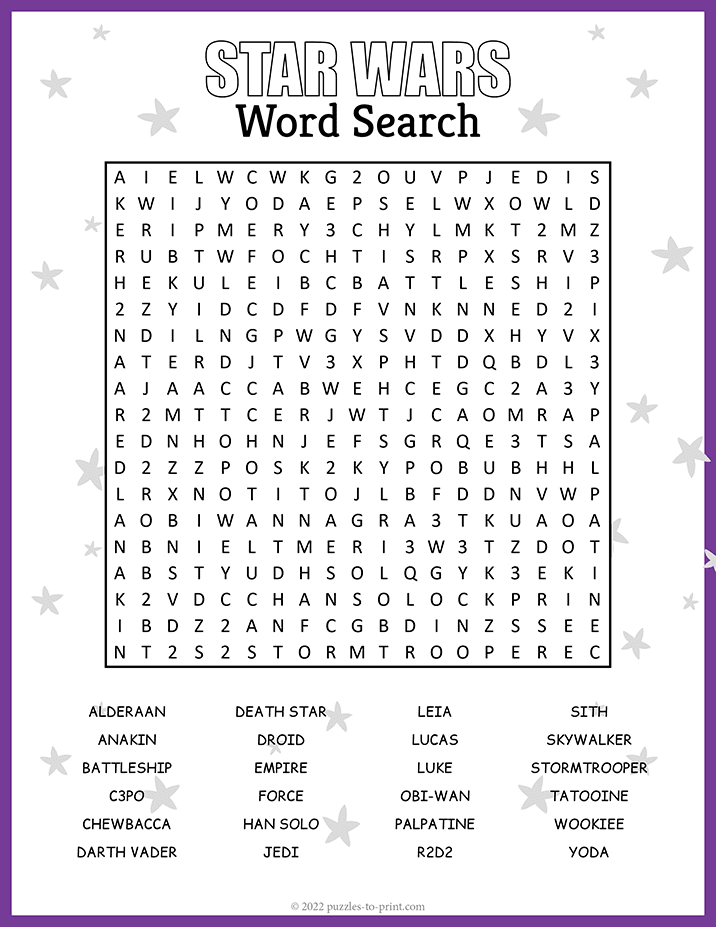 Star Wars Word Search