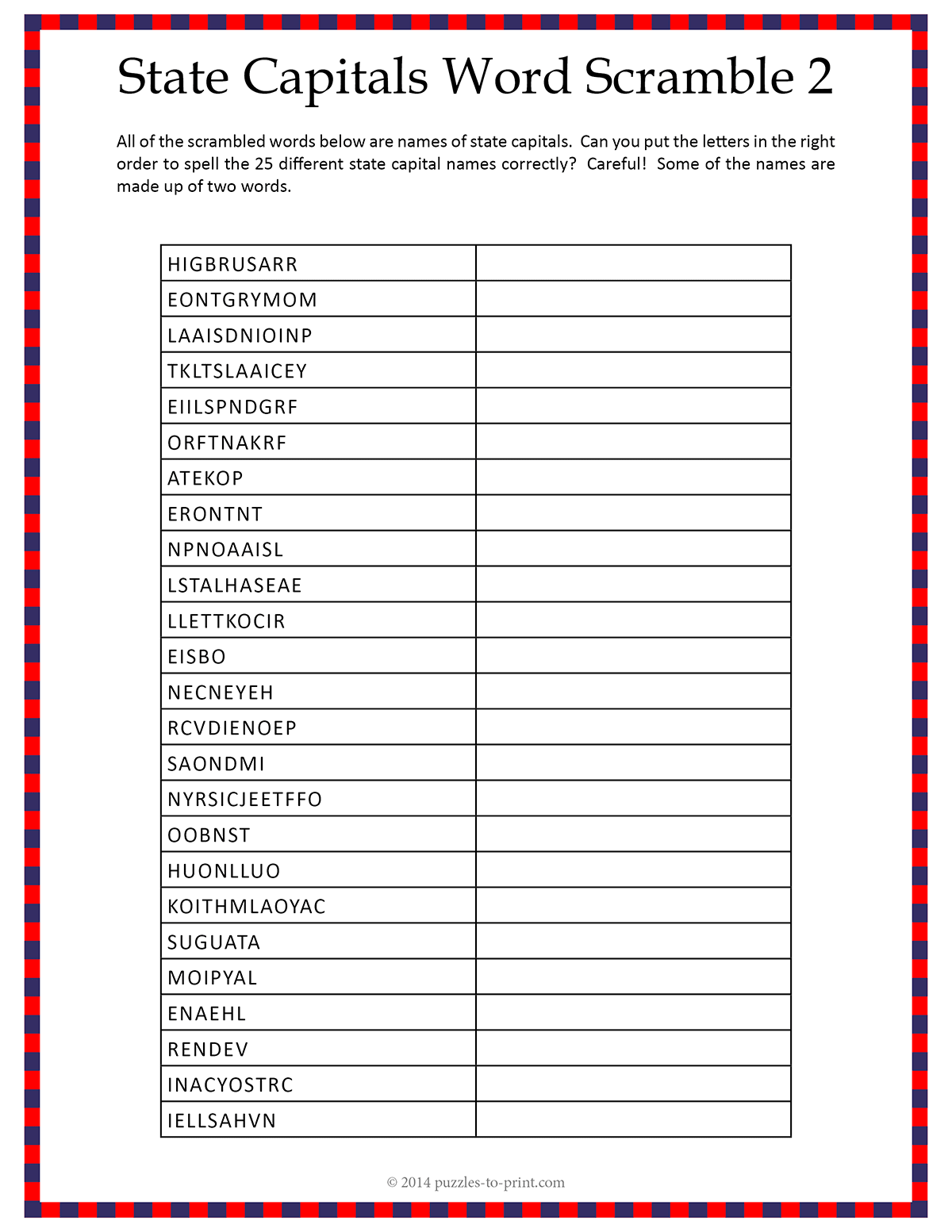 State Word Scramble Worksheets 99worksheets