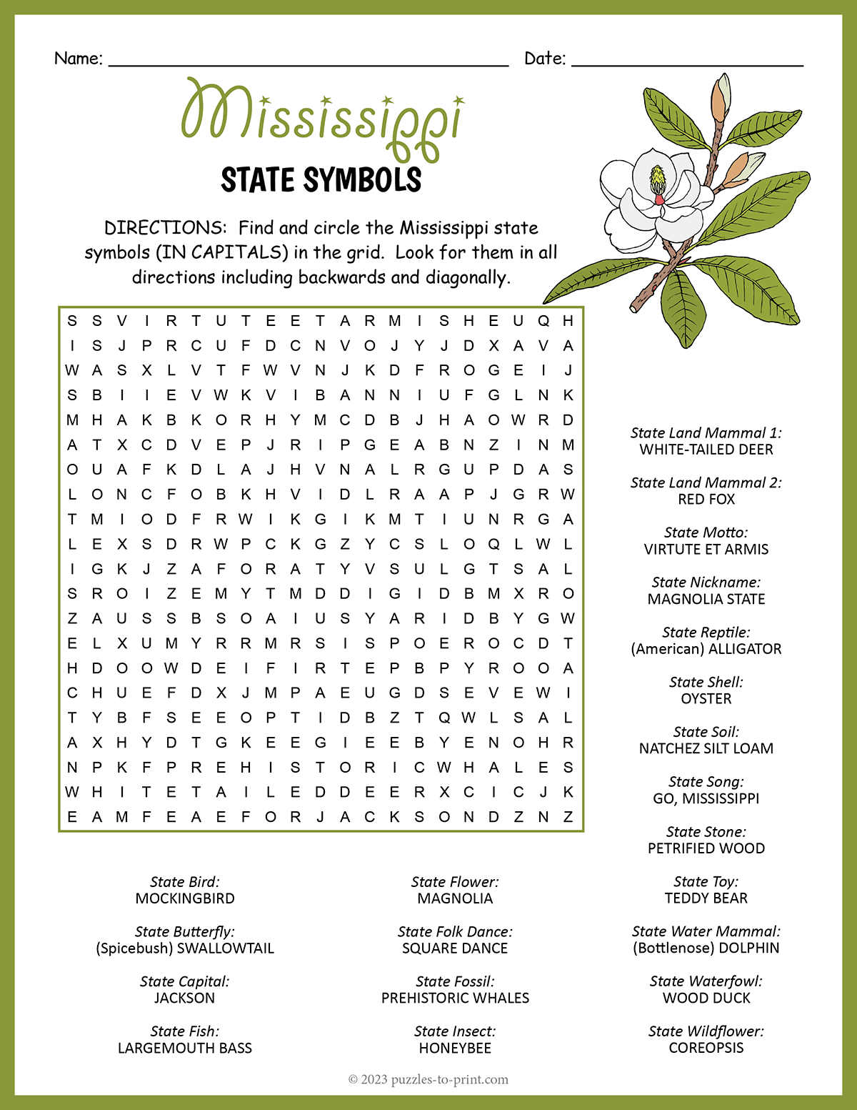 State Symbols Of Mississippi