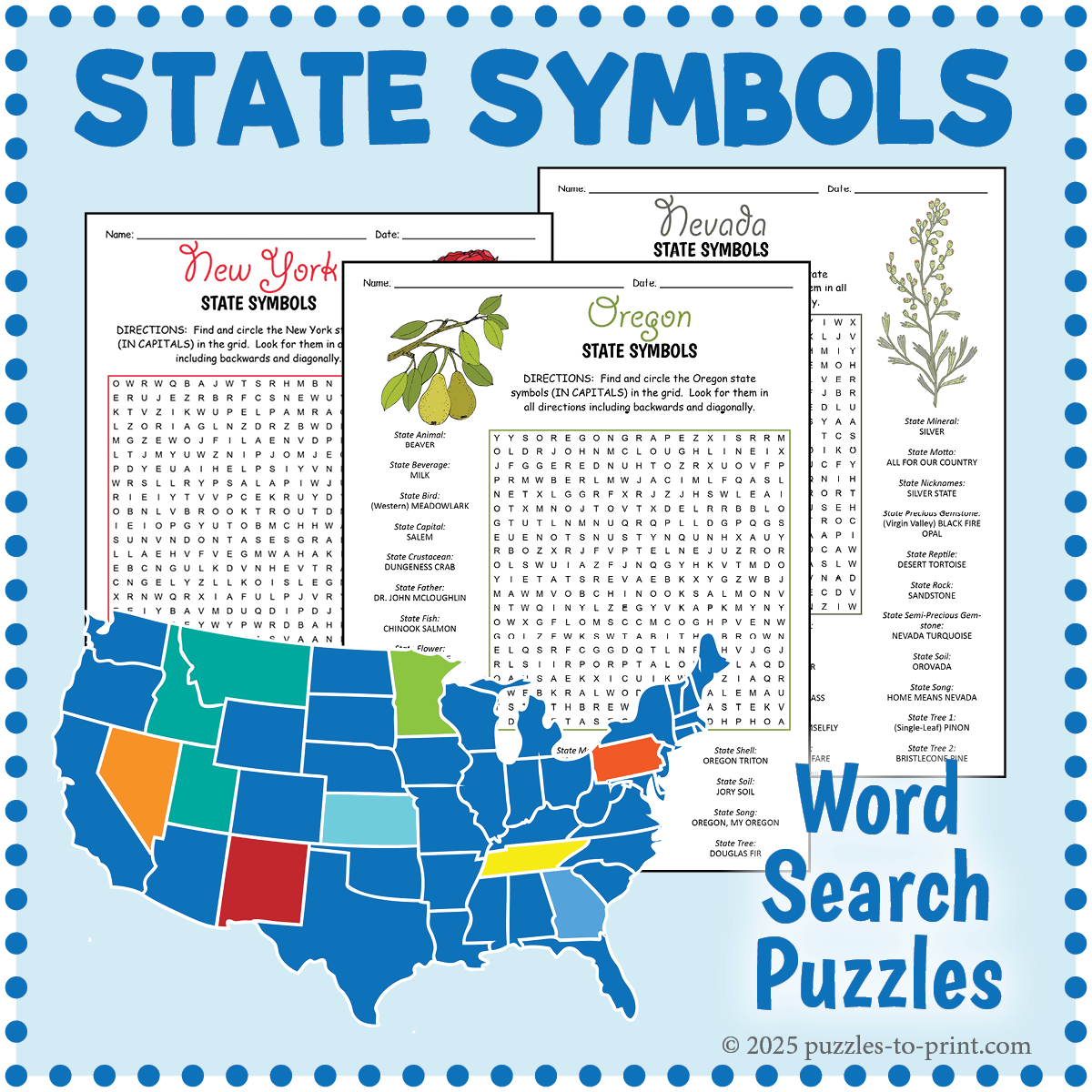 State Symbols Word Search Puzzles