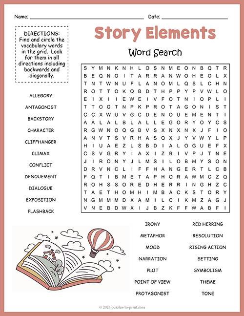 Story Elements Word Search