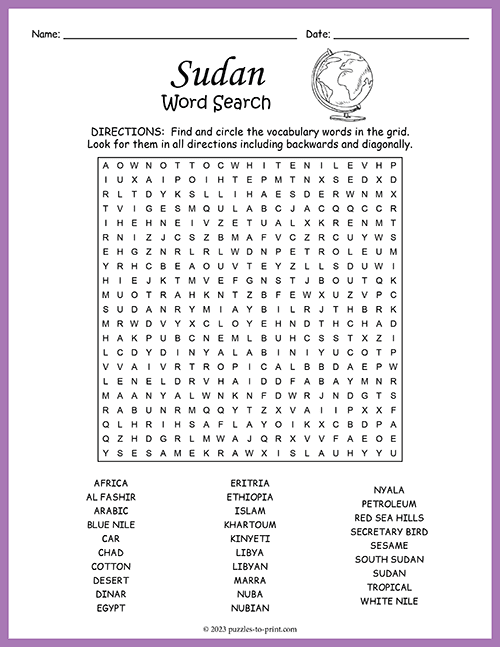Sudan Word Search