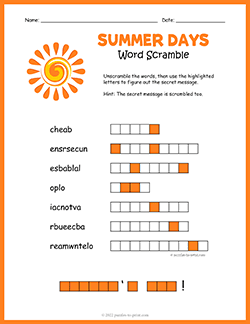 Summer Word Scramble