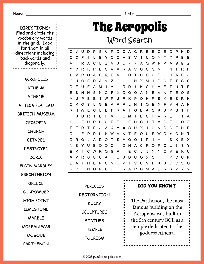 The Acropolis Word Search