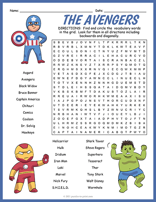 The Avengers Word Search