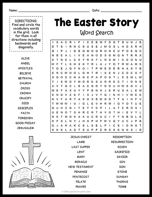 The Easter Story Word Search