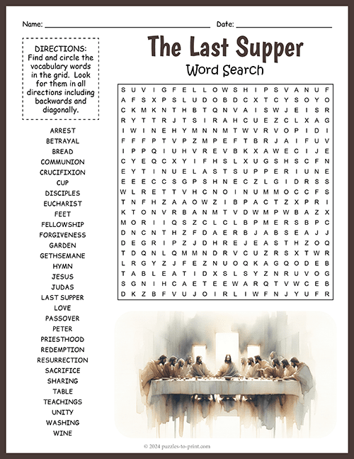 The Last Supper Word Search