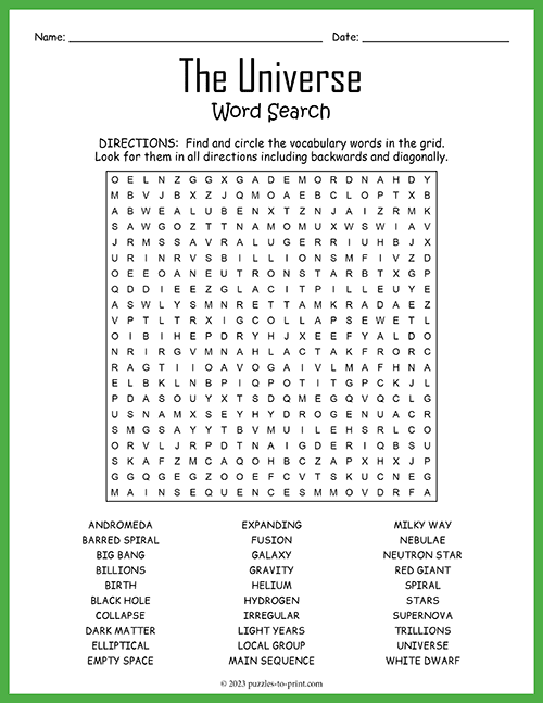 The Universe Word Search