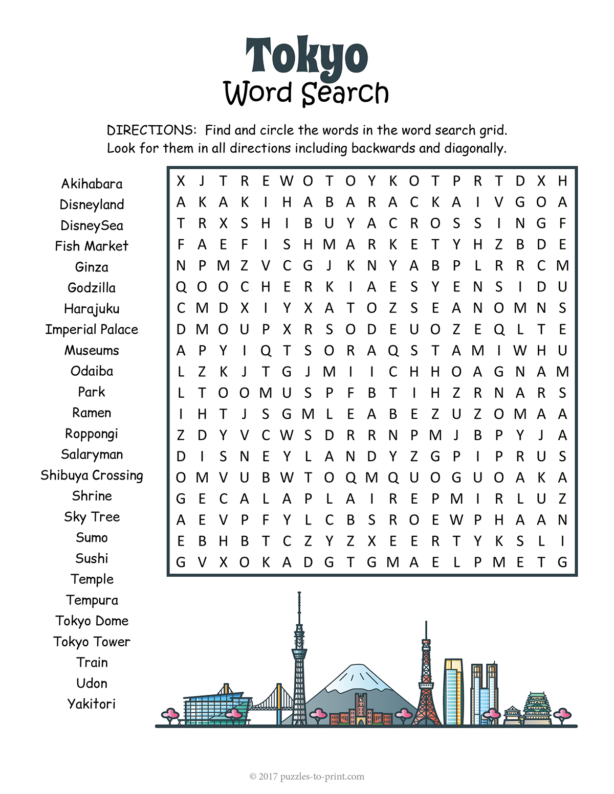 Tokyo Word Search