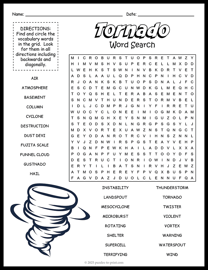 Tornado Word Search