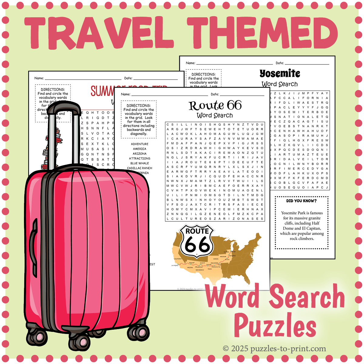 Travel Word Search Puzzles