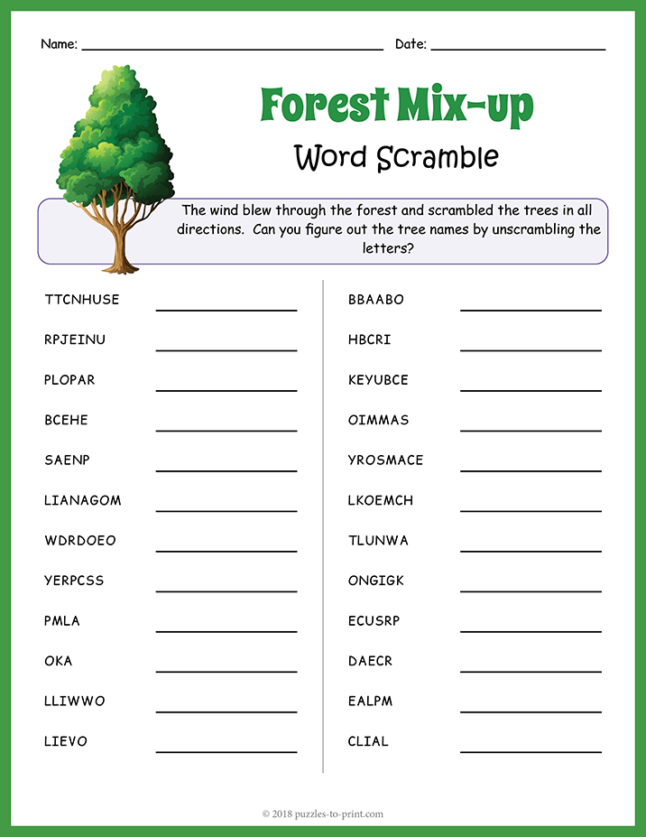 Trees Word Scramble