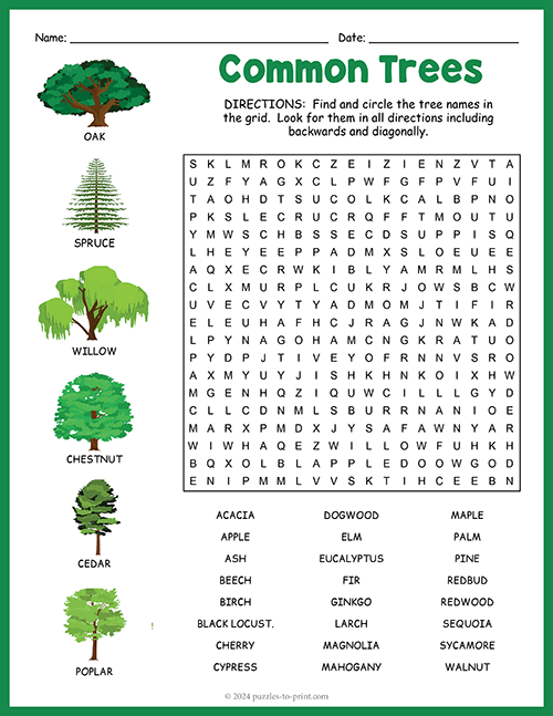 Trees Word Search