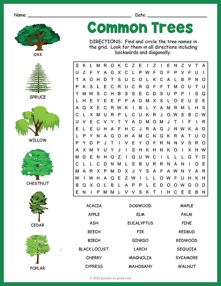 Trees Word Search