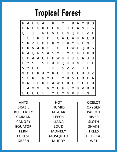 Tropical Forest Word Search