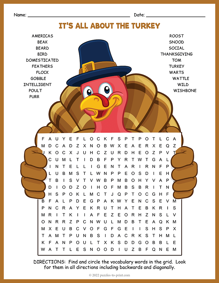 Turkey Word Search