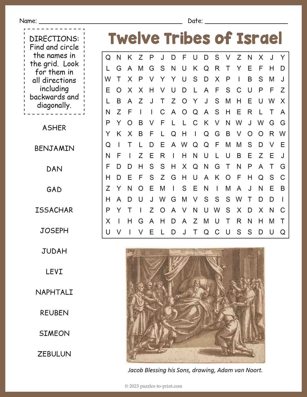 Twelve Tribes of Israel Word Search