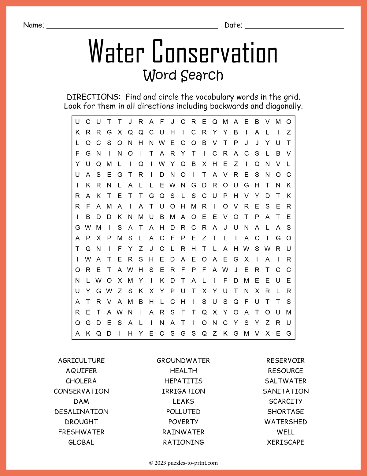 Restoration Word Search