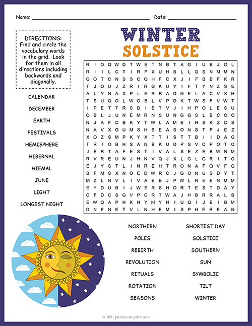 Winter Solstice Word Search