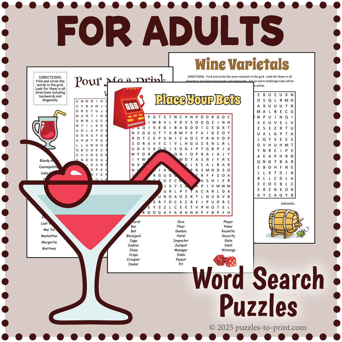 Adult Themed Word Search Puzzles
