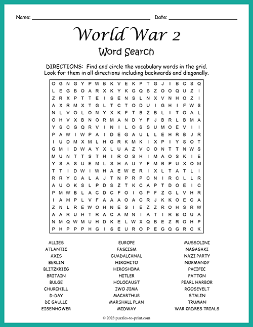 World War 2 Word Search