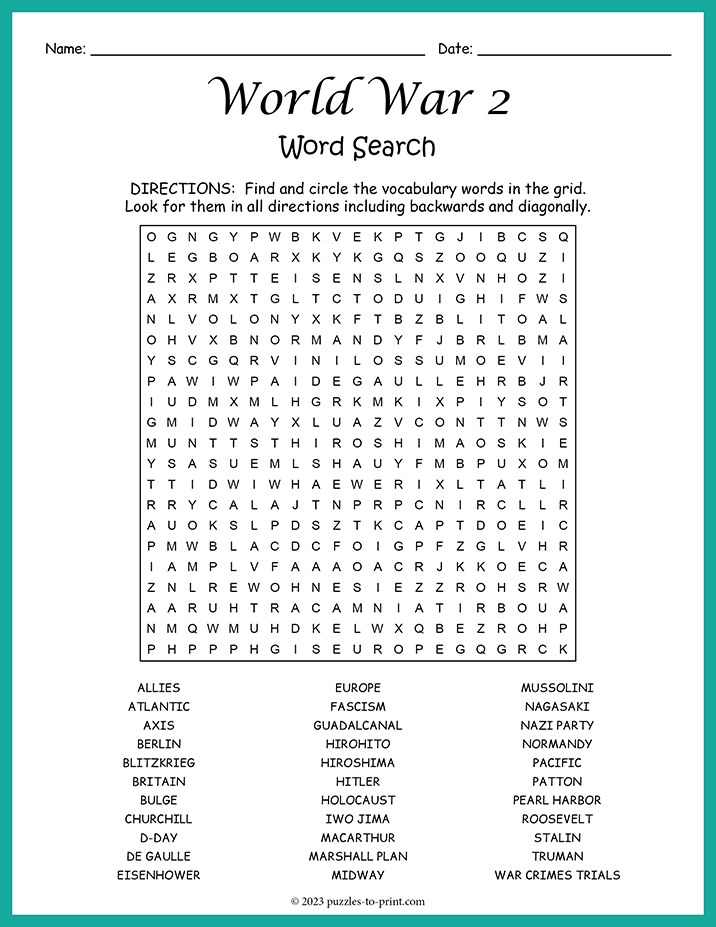 World War 2 Word Search