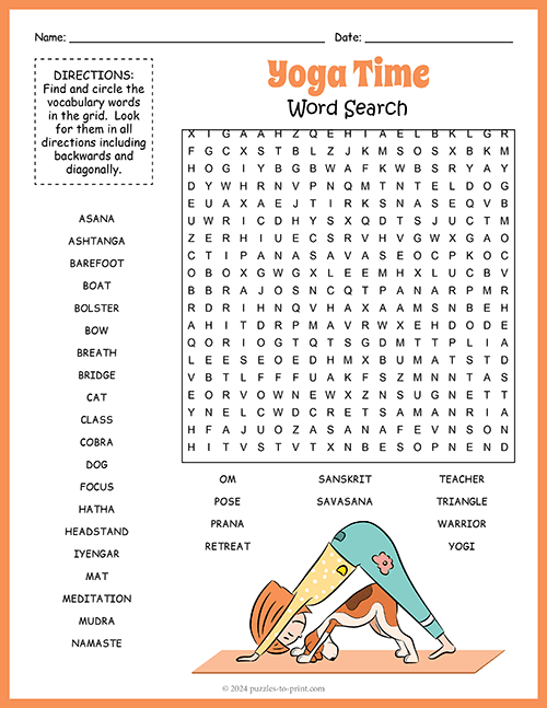 Yoga Word Search