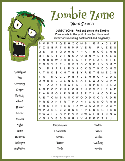 Zombie Word Search